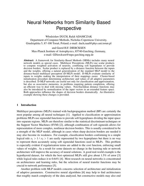Pdf Neural Networks From Similarity Based Perspective