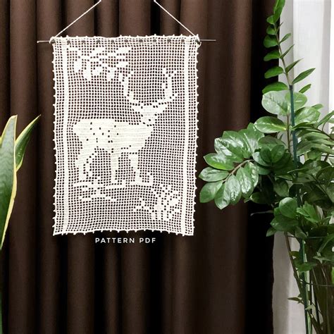 Deer Crochet Pattern Deer Scene Filet Crochet Doily Mat Wall Hanging
