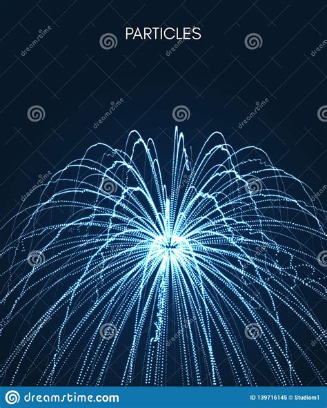 Abstract Science Or Technology Background Array With Dynamic Particles Stock Vector