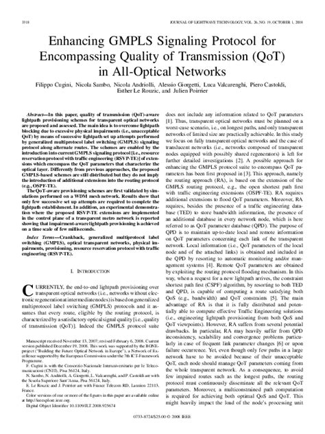 Pdf Enhancing Gmpls Signaling Protocol For Encompassing Quality Of Transmission Qot In All