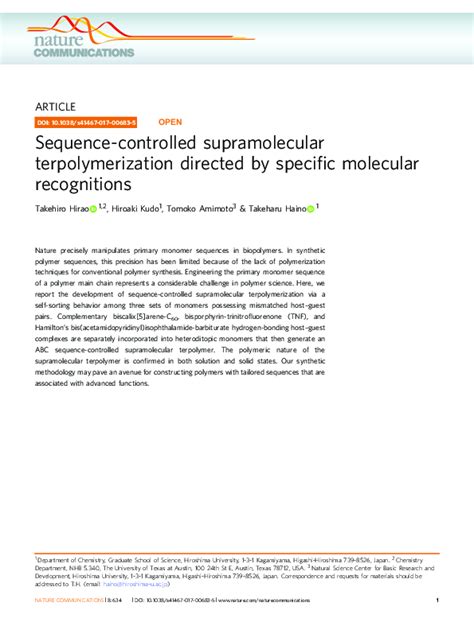 Pdf Sequence Controlled Supramolecular Terpolymerization
