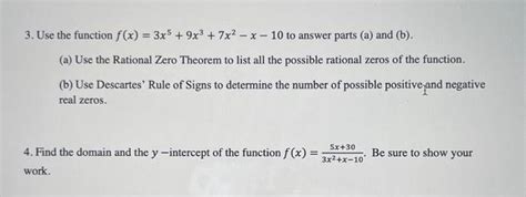solved 3 use the function f x 3x5 9x3 7x2−x−10 to answer