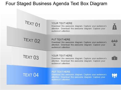 Qa Four Staged Business Agenda Text Box Diagram Powerpoint Template PowerPoint Slide Templates