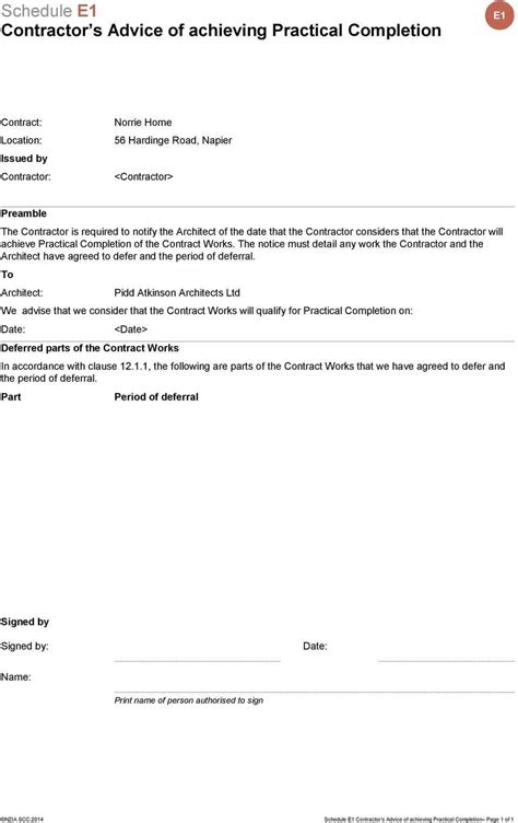 Jct Practical Completion Certificate Template