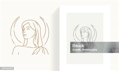 반달 프레임 아이콘 세트 벡터 일러스트와 선형 간단한 손 그린 중세 여신 여자 여신에 대한 스톡 벡터 아트 및 기타 이미지