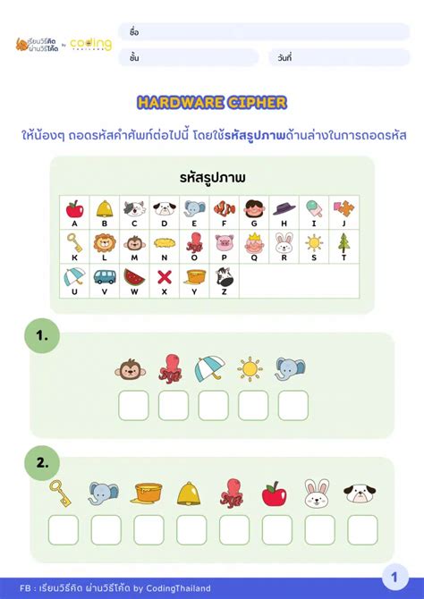 ดาวน์โหลดฟรี ใบงาน แบบฝึกหัด วิทยาการคำนวณ ใบงานunplugged Coding โดย Coding Thailand ครูอาชีพ