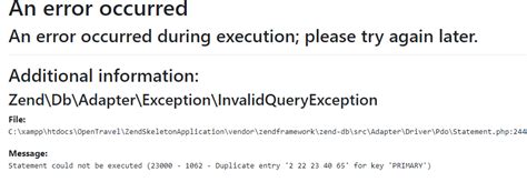 Php Integrity Constraint Violation Duplicate Entry For Key PRIMARY Stack Overflow