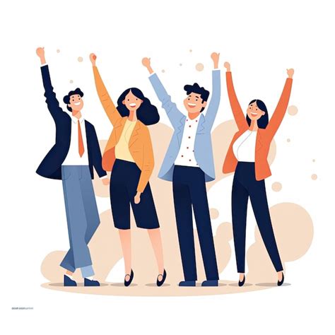 평평한 터 일러스트를 축하하는 행복한 사람들 프리미엄 사진