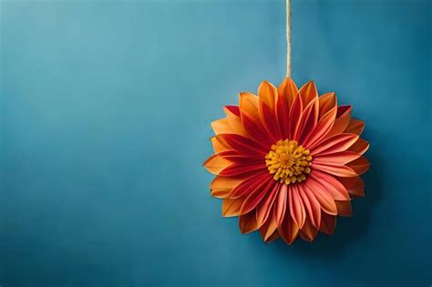 Premium Ai Image A Red Flower Hanging From A String With A String Hanging From It