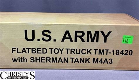 Limited Edition Army Tmt 18420 Flatbed With Sherman Tank M4a3 Tmt
