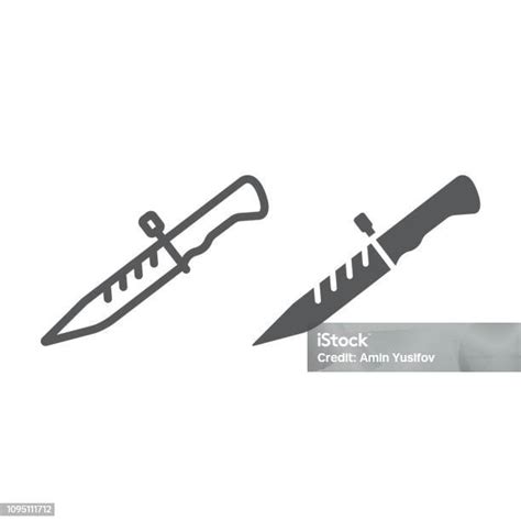 대검 칼 선 및 문자 모양 아이콘 무기와 군대 전투 칼 서명 벡터 그래픽 흰색 바탕에 선형 패턴 10에 대한 스톡 벡터 아트 및