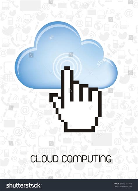 Cloud Computing Cursor Hand Silhouette Background Stock Vector Royalty Free 113185765