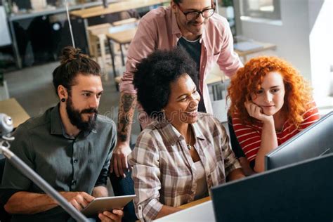 Software Engineers Working On Project And Programming In Company Startup Business Concept Stock