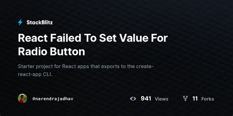 React Failed To Set Value For Radio Button Stackblitz