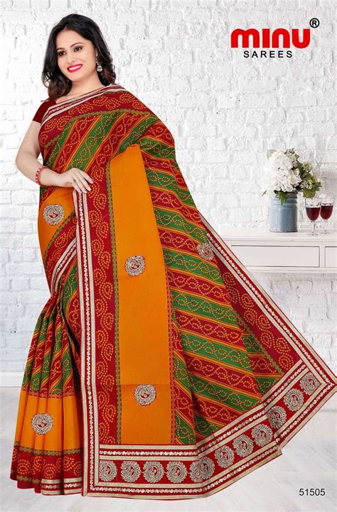 Minu Suhagan Premium Cotton Embroidered Saree For Navratri Special