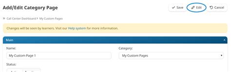 Page Configuration For Custom Page