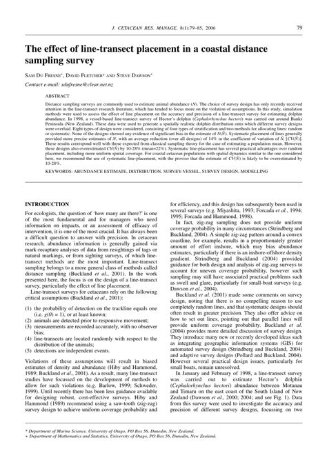 Pdf The Effect Of Line Transect Placement In A Coastal Distance