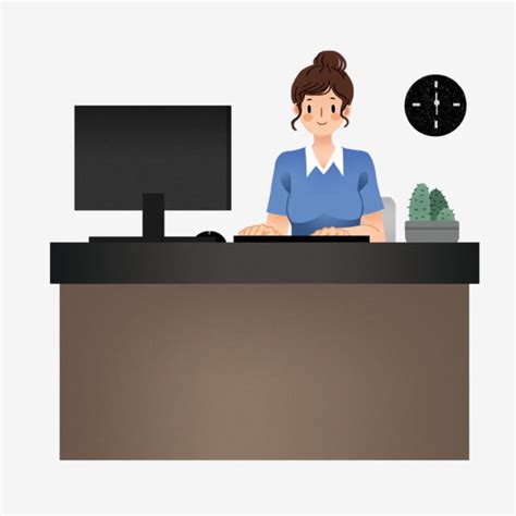 직장 컴퓨터 앞에서 작업하는 여자 일러스트 직장인 작업 컴퓨터 앞에서 일하는 여자 회사원 Png 일러스트 및 Psd 이미지 무료 다운로드 Pngtree