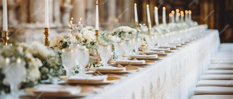 Premium Ai Image Wedding Reception Party Banquet Table Coverage