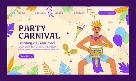 카니발 축하 방문 페이지 템플릿 무료 벡터