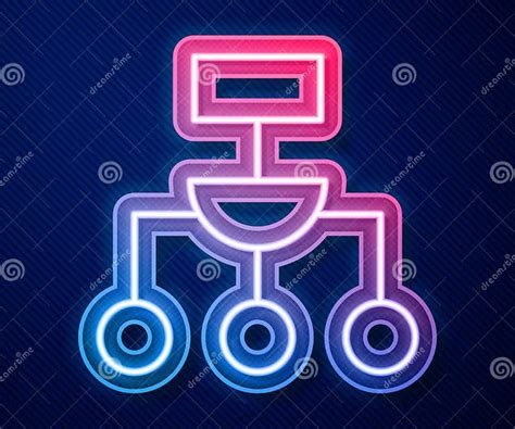 Glowing Neon Line Algorithm Icon Isolated On Blue Background Algorithm Symbol Design From