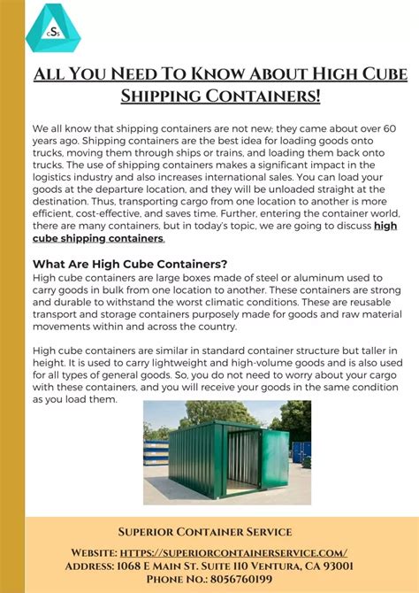 PPT All You Need To Know About High Cube Shipping Containers PowerPoint Presentation ID