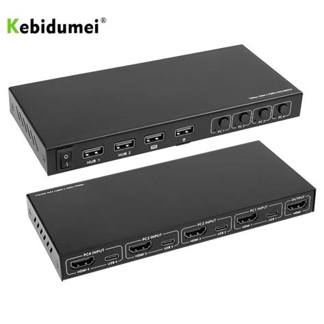 4K Video Display USB KVM Switch Box 2 4 Ports Type C HDMI Compatibl KVM Switcher Splitter Box