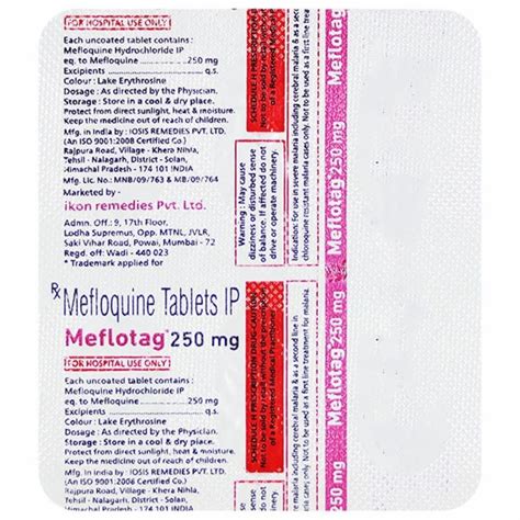 Mefloquine 250 Mg Tablet 2 Tablets Strip Treatment Malaria At Rs 500 Box In Surat