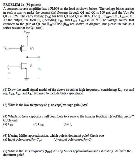 Solved Problem3 30 Points A Common Source Amplifier Has A