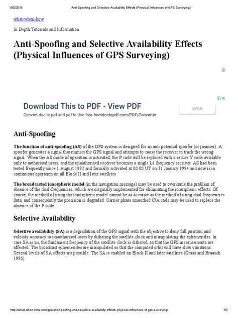 Anti Spoofing And Selective Availability Pdf Global Positioning System Telecommunications