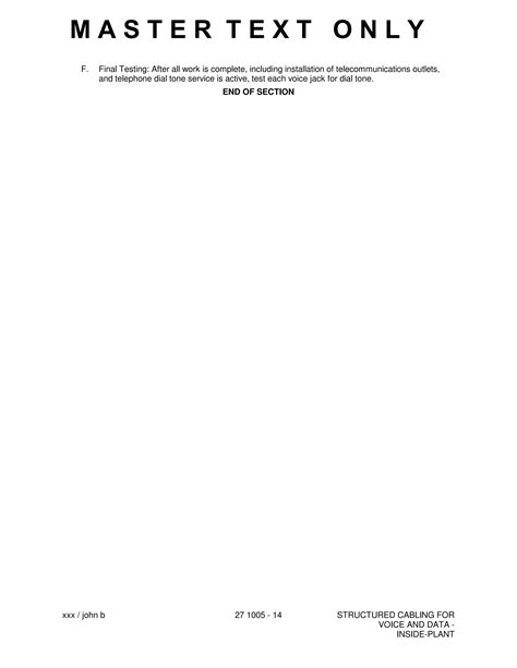 Csi Master Format Specification 271005 Structured Cabling For Voice And Data Pdf