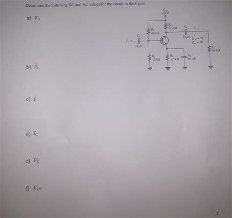 Solved Determine The Following DC And AC Values For The Chegg Com