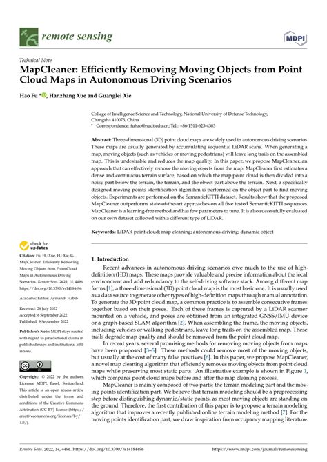 pdf mapcleaner efficiently removing moving objects from point cloud