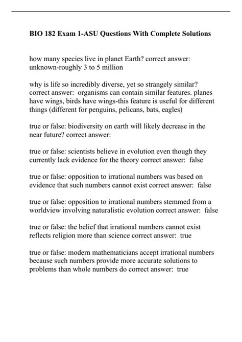 Asu Bio 182 Tests Compilation Bundle Stuvia Us