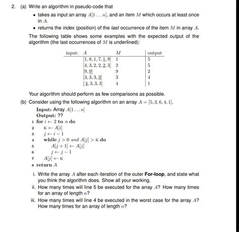 Solved 2 A Write An Algorithm In Pseudo Code That • Takes