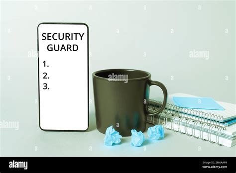 Writing Displaying Text Security Guard Word Written On Tools Used To