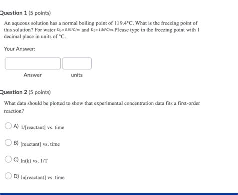 Solved Question Points An Aqueous Solution Has A Chegg