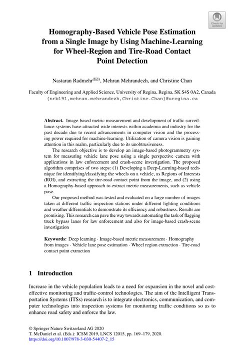Pdf Homography Based Vehicle Pose Estimation From A Single Image By Using Machine Learning For