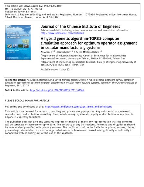 pdf a hybrid genetic algorithm topsis computer simulation approach