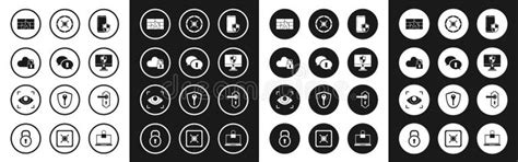Set Smartphone With Security Shield Protection Of Personal Data Cloud Computing Lock Firewall
