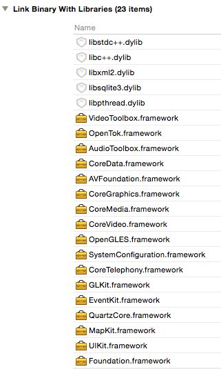 Xcode6 Opentok Ios V2 4 0 64 Bit Undefined Symbols For Architecture Armv7 Stack Overflow