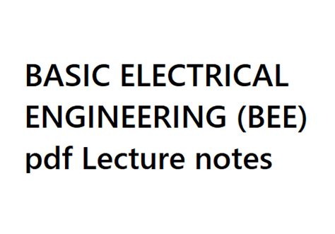 Vssut Basic Electrical Engineering Pdf Lecture Notes Bee Btech