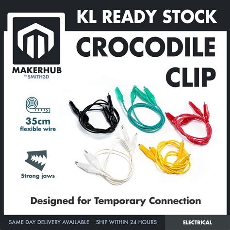 Crocodile Clip Cables 46cm Alligator Clip Cable Multi Color Makerhub Malaysia Robotic And