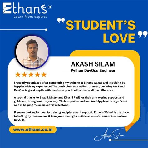 Thankyouakash Successstory Ethanstech Careergrowth Placementsupport Ethans Tech