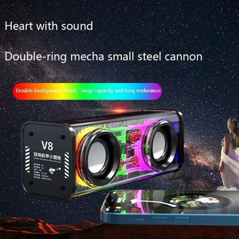 Bluetooth Speaker Transparent Sound Box Colorful Lights Dual Speaker High Power Subwoofer Sound
