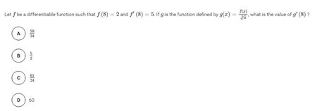 solved let f be a differentiable function such that f 8