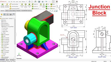 Solidworks Tutorial Junction Block Youtube