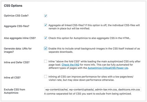 Autoptimize Settings For JavaScript HTML CSS Agathon