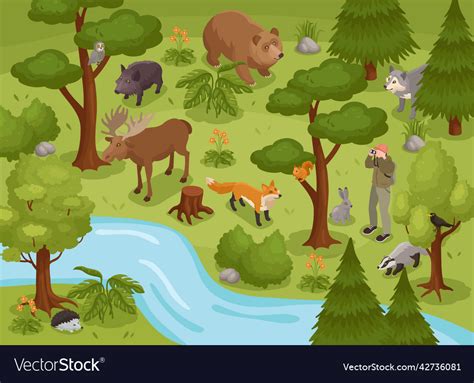 forest life isometric composition royalty free vector image