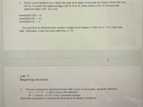 Solved Lab 11 Beginning Recursion 1 The Definition Of The